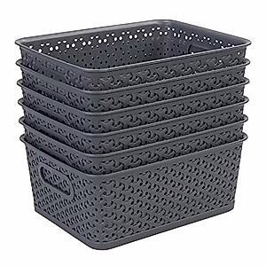 Jandson Grey Weave Storage Baskets, Pantry Organizer Bin, 6 Packs, F