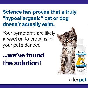 Allerpet Multi-Pet Dander Remover with FREE Application Mitt & Sprayer - Best Pet Dander Remover for Allergens - For Dog/Cat Dry Skin Treatment - Made in USA - (12oz)