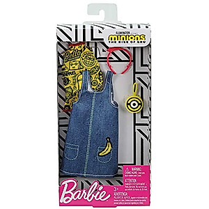 Barbie Clothes: Minions Outfit Doll, Overalls and Top with Purse and Headband, Gift for 3 to 8 Year Olds