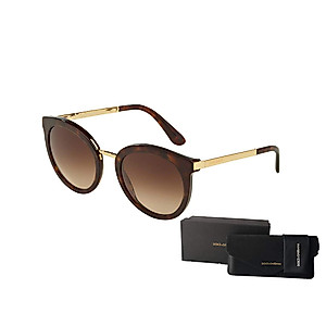 Dolce & Gabbana DG4268 502/13 52M Havana/Brown Gradient Round Sunglasses For Women+ BUNDLE with Designer iWear Eyewear Kit
