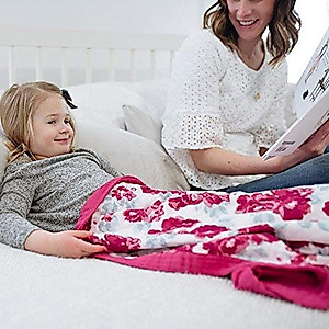 GRACED SOFT LUXURIES Softest Gentle Large Muslin Quilt, 47" x 47" Muslin Baby Receiving Blanket (Peony Paradise)