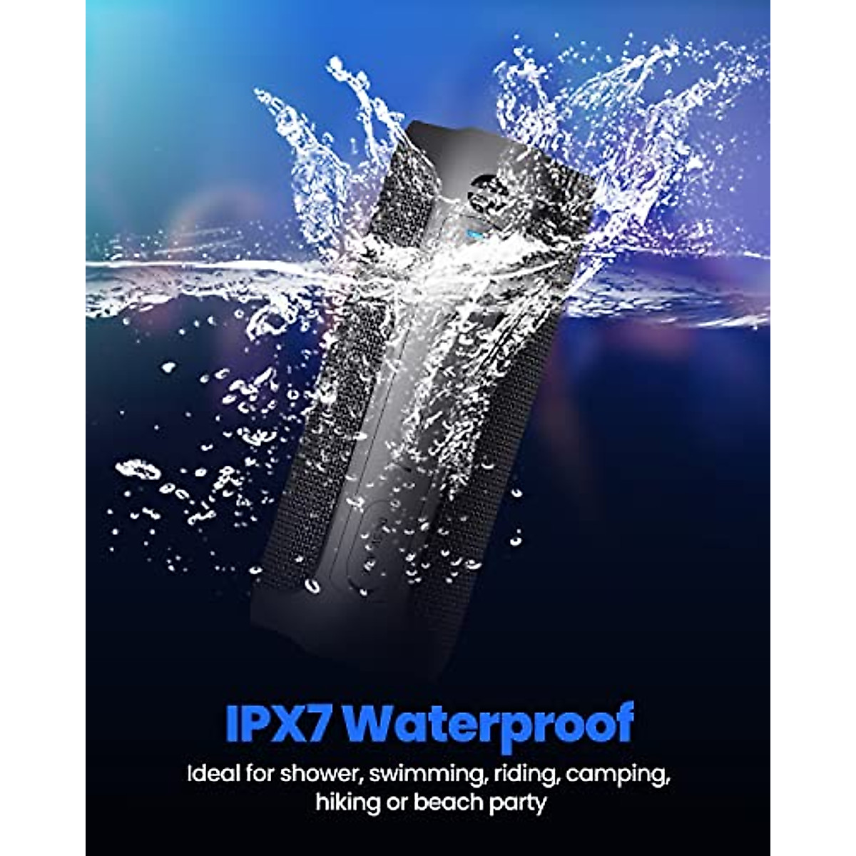 AUKTECH Bluetooth Speakers - Portable Speakers Bluetooth Wireless(100ft), 24W Loud Stereo Sound, Led Lights, 20H Playtime, IPX7 Waterproof Speaker for Outdoor, Home, Party, Beach, Shower