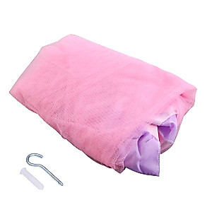 HAPPYGRILL Bed Canopy Mosquito Net Princess Fairy Net with Elegant Ruffle Lace for Girls and Baby (Pink)