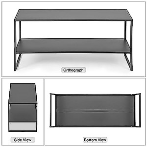 Koreyosh Modern Coffee Table, 2-Tier Industrial Coffee Table with Storage Shelf, Rectangular Table for Living Room,Black