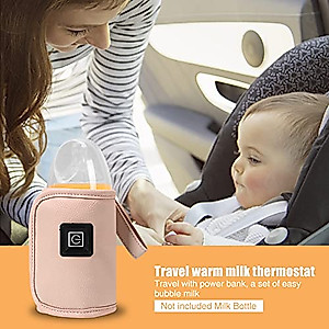 Baby Bottle Warmer,USB Milk Heat Keeper, Gentle Warmth Maintain Perfect Temperature for Baby Milk,Used for Baby Milk,Used in Home,Outside and in Car,Slow Heating to Keep Warm(Pink)