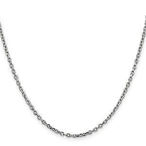 Jewelplus 14K White Gold Chain - 2.2mm Diamond-Cut Cable Chain Necklace - 24", Exquisite Round Design, Ideal for Layering, Premium Polished Finish, Strong Lobster Clasp