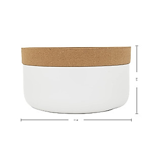 Kamenstein 2 Compartment Large Bowl Extends Produce Freshness, 11 x 11 x 6 Inch, Natural Cork and White Ceramic