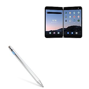BoxWave Stylus Pen Compatible with Microsoft Surface Duo - AccuPoint Active Stylus, Electronic Stylus with Ultra Fine Tip - Metallic Silver