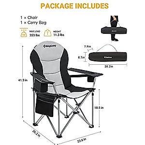 KingCamp 4PCS Adjustable Lumbar Support Camping Chairs with Cooler, Folding Camping Chair for Adults with Adjustable Armrest