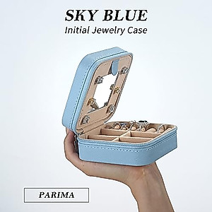 Parima Gifts for Mom from Daughter, Mothers Day Gifts for Mom Travel Jewelry Case Travel Jewelry Boxes for Women Mom Gifts Birthday Gifts for Mom Women Travel Gifts for Women - Letter K, Sky Blue
