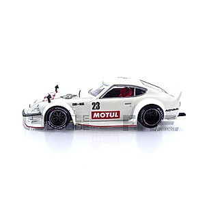 True Scale Miniatures Model Car Compatible with Nissan Fairlady Z Datsun MOTUL V3 White Limited Edition 1/64 Diecast Model Car Kaido House KHMG064