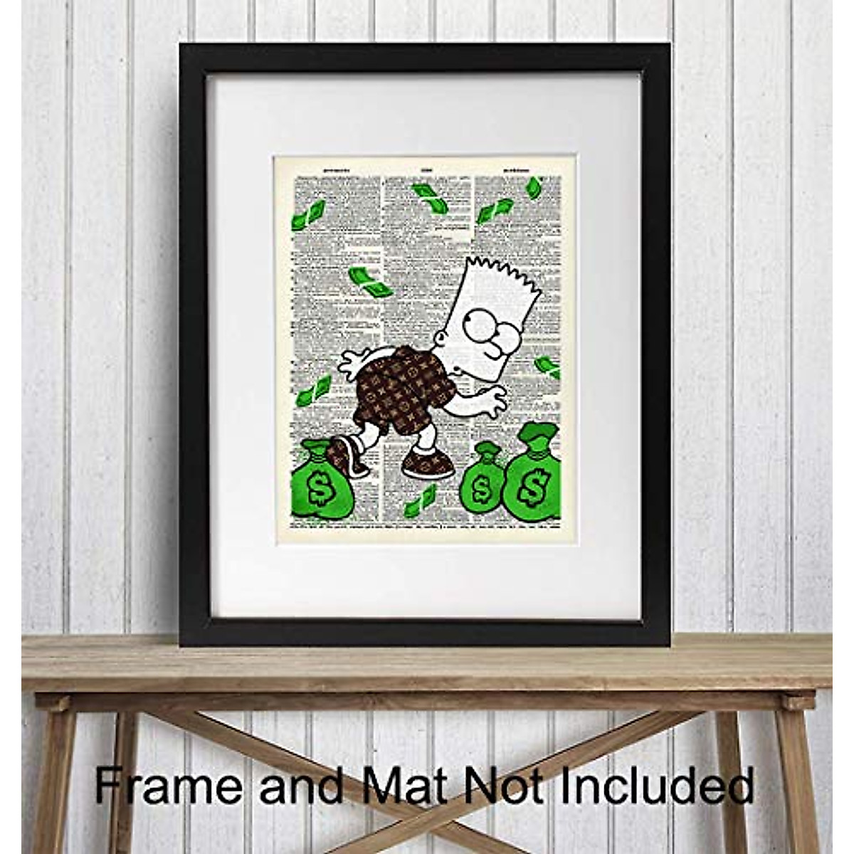 Graffiti Wall Art of Louis Vuitton - Bart Simpson Poster - Banksy Wall Art Set - LV Wall Decor - Money Decorations Wall Decor - Urban Wall Decor - Funny Street Art Mural for Alec Monopoly Fans