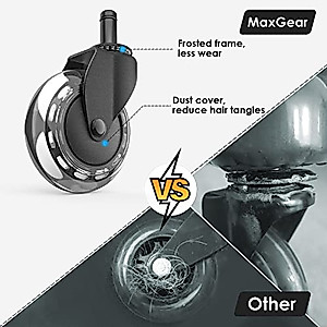 MaxGear 3" Office Chair Wheels, Replacement Soft Rubber Mute Heavy Duty Casters, Universal for All Floors Hardwood & Carpet Mats, Standard Stem 7/16" Fit 99% Computer Chair, Set of 5, Black
