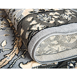 Unique Loom Espahan Collection Area Rug - Cape Cod (8'x 10' Rectangle, Dark Gray/ Black)