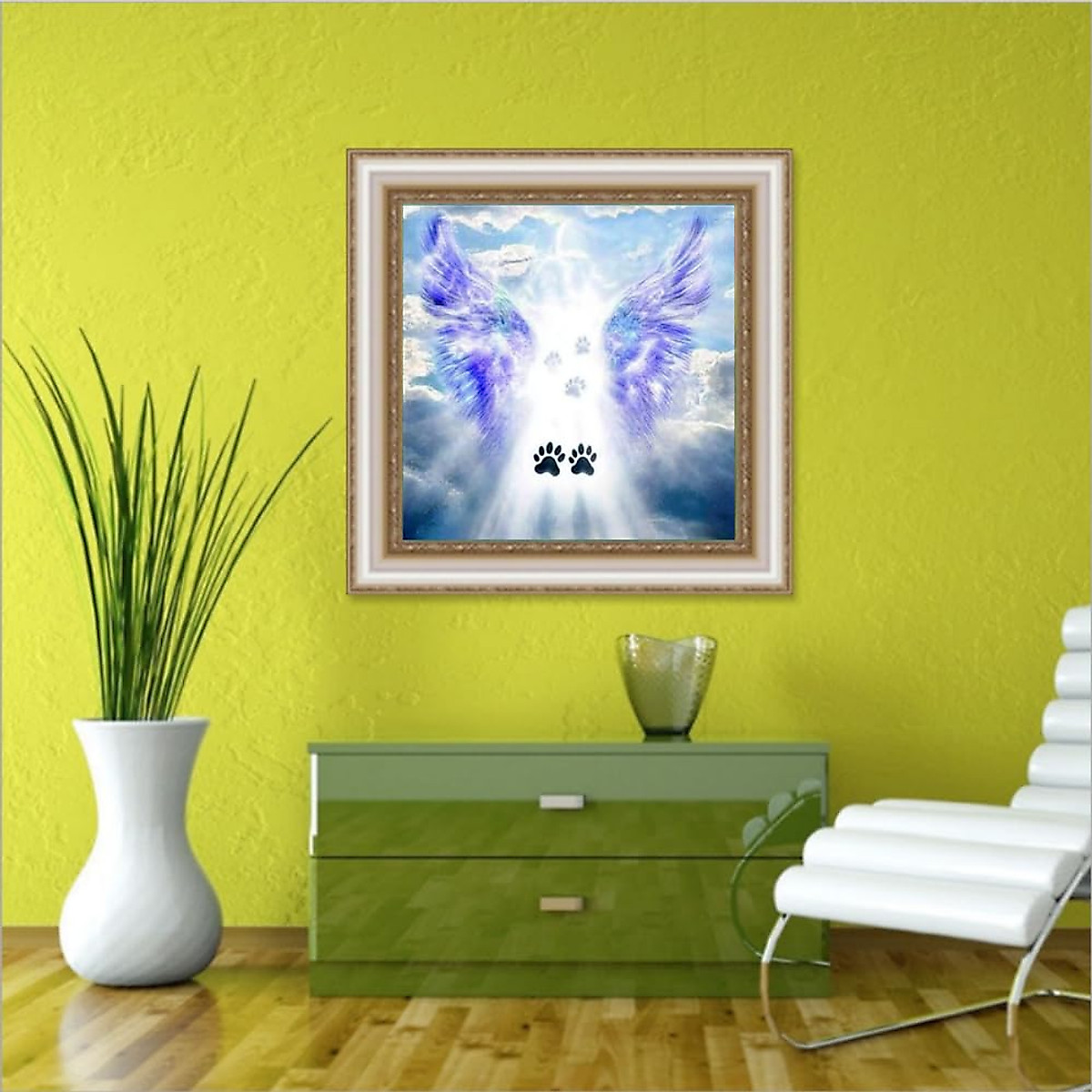 MaiYiYi Angel Wings Diamond Painting Set 5D Full Round Diamond Painting Angel Halo Diamond Painting Cross Stitch Kit Angel Diamond Painting by Numbers for Adult Kids Home Wall Art Decor (30X30 CM)