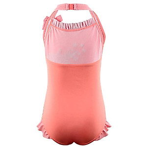 Julysand Toddler Girls Orange One Piece Swimsuit Sequin Unicorn Swimwear Bow Ruffled Bathing Suit