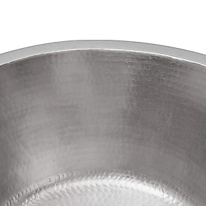 Premier Copper Products BR16EN2 16-Inch Round Hammered Copper Bar Sink in Nickel with 2-Inch Drain Size