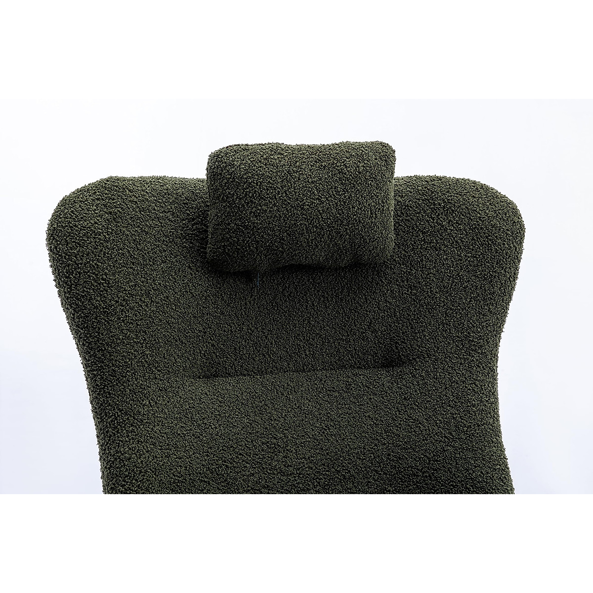 Lepfun 35.5 inch Casual, Soft Teddy Velvet Fabric Rocking Chair for Nursery,Comfy Wingback Glider Rocker with Safe Solid Wood Base for Living Room Bedroom and Balcony,Dark Green