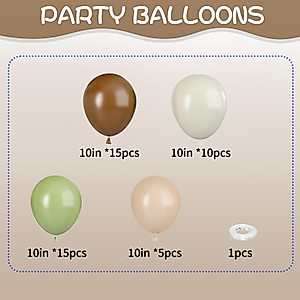 Green and Brown Balloons, Sage Green Brown Balloons, Sage Green Brown and Beige Latex Balloons for Safari Jungle Woodland Theme Birthday Baby Shower Party Decorations