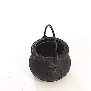 12 PCS Halloween Mini Candy Kettles Novelty Cauldron Kettles Cups Plastic Mini Black Witch Cauldron Multi-purposed Novelty Candy Holder for Halloween, St Patrick's Day Party