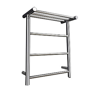 Bathroom Towel Warmer Electric Heated Towel Rack, Towel Warmer Drying Rack, Electric 304 Stainless Steel Heated Towel Rack with Shelf, Wall-Mounted Electric Heated Towel Rail, Bathroom Accessories,Sil