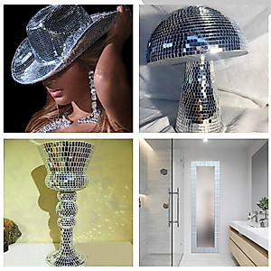 Mirror Tiles Self Adhesive, 5100 Pieces Mosaic Tiles Sheet, Disco Ball Tiles Stickers, Square Mosaic Mirror Pieces, Small Glass Mirror Strips for Crafts(Silver, 5×5mm)