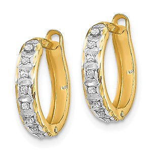 Diamond2Deal 14k Yellow Gold Diamond Hoop Earrings Fine Jewelry for Women (L-13 mm, W-2 mm)