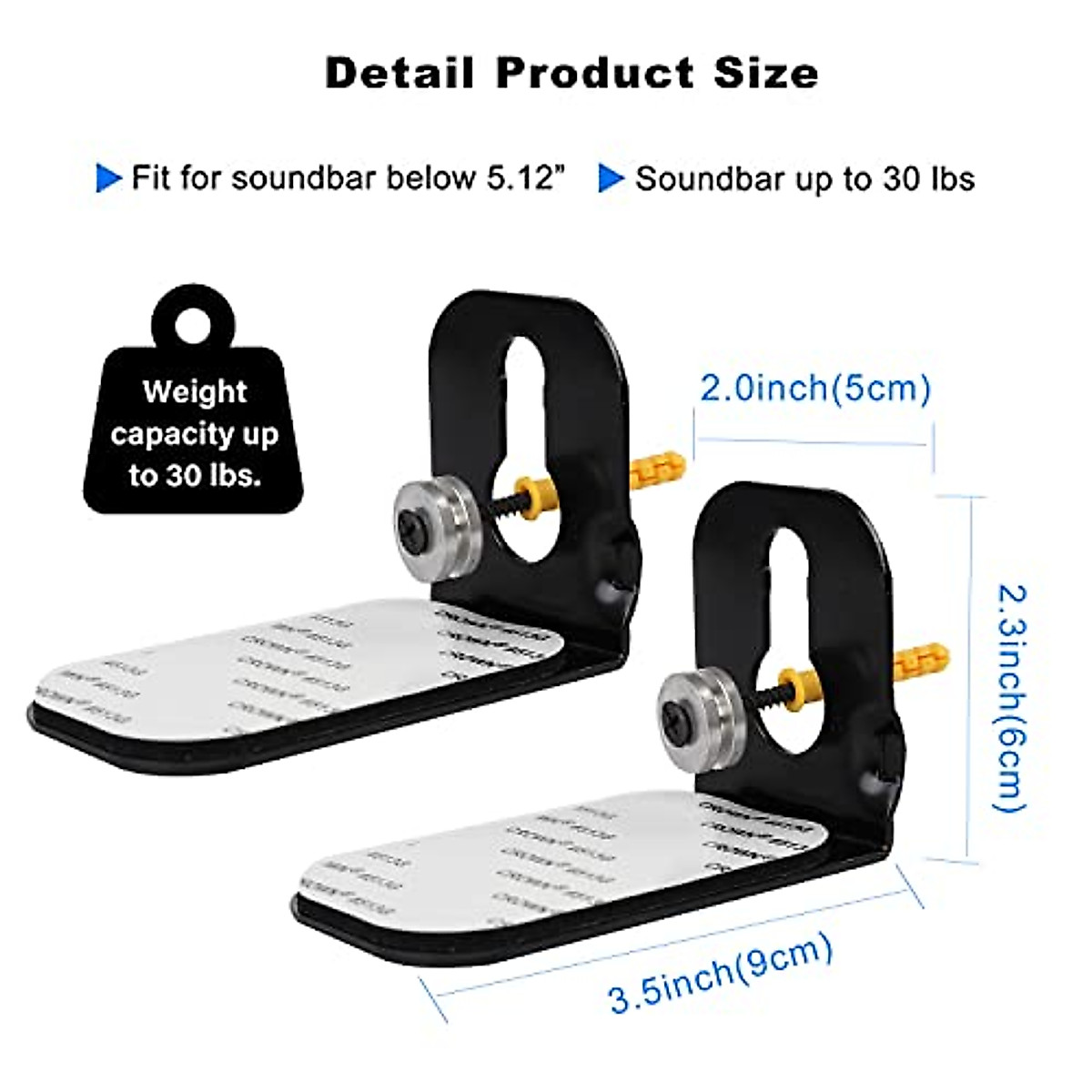 Suixing Sound Bar Mounts Universal Wall Mount Kit Mounting Bracket Compatible Most of Soundbars Wall Mount Brackets with Hardware Kit