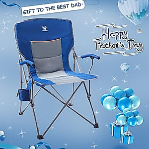 EVER ADVANCED Folding Camping Chair with Cup Holder Quad Padded Arm, Outside Portable Collapsible Steel Frame Oversized Heavy Duty Supports 300 lbs