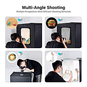 Lightbox, GLZ 24x24 Inch Photo Studio Light Box Shooting Tent Kit with Dimmable and Movable LED Lights, Carry Bag and 3 Color backdrops for Photoshoot (White Black Orange)