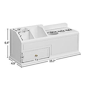 WELLAND Wood Hair Dryer Holder, Hair Tool Organizer, Curling Iron Holder Hair Styling Tool Organizer for Bathroom, White