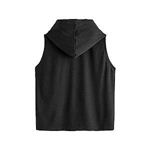SweatyRocks Women's Summer Sleeveless Hooded Tank Top T-Shirt for Athletic Exercise Relaxed Breathable Black M