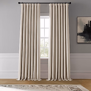 HPD Half Price Drapes BOCH-LN185-P Faux Linen Room Darkening Curtains for Bedroom (1 Panel), 50 X 96, Birch