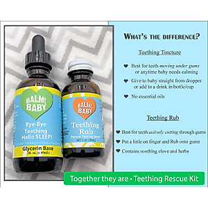 BALM! Baby Bye-Bye Teething, Hello Sleep! Natural & Organic Baby Teething Relief & Calming Tincture | Soothes Inflamed Gums, Irritability & Pain – Encourages Sleep | Glass Bottle (Glycerin, 2-PK)
