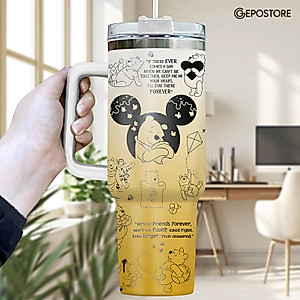 GEPOSTORE Christmas Gifts for Women Girls, Adorable Bear 40oz Tumbler with Lid, Cute Cartoon Character Tumbler, Birthday Gifts for Movie Lover