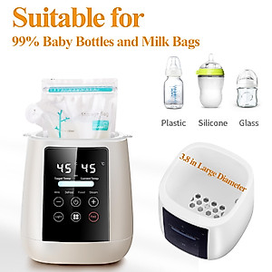 Baby Bottle Warmer, Fast Baby Milk Warmer with Accurate Temperature Control for Breastmilk or Formula, 48H Thermostat, with Defrost, Night Light, Heat Baby Food Jars Function