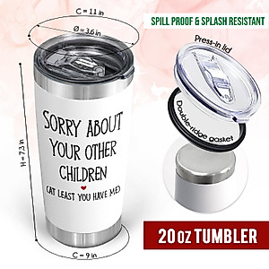 Palorix Mothers Day Gifts For Mom From Daughter Son - Christmas Mug, Birthday Gifts For Mom Mama Mother In Law Stepmom - Sorry About Your Other Child, 20oz Stainless Steel Tumbler