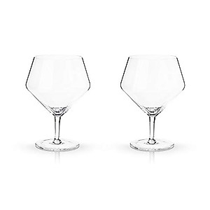 Viski Angled Stemmed Gin & Tonic Glasses, Highball glasses, Cocktail Glasses, Vodka Tonic Glasses, Gin Glasses for Gin Lovers Gift set of 2, 14oz, Clear