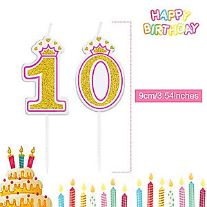 10th Birthday Candle Girl Boy Number 10 Candle 10th Candles Cake Numeral Candles Birthday Cake Topper Cake Candles for Birthday Wedding Anniversary Party Celebration Supplies (10th)