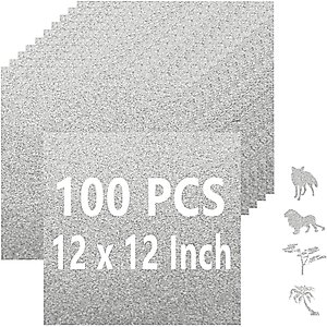 Acrux7 100 Sheets Silver Glitter Cardstock 12 x 12 Inch Glitter Cardstock Paper for Invitations, Scrapbook, DIY Cards, Graduations, Crafts, Printing, Box Wrapping Silver Shimmer Paper 250GSM/92lb