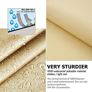 Sun Shade Sail, 10’ x 10’ x 10’ Triangle UV Block Canopy Awning Sand Cover Waterproof Shade Sail for Patio Backyard Playground Lawn Garden Outdoor Activities(Beige)