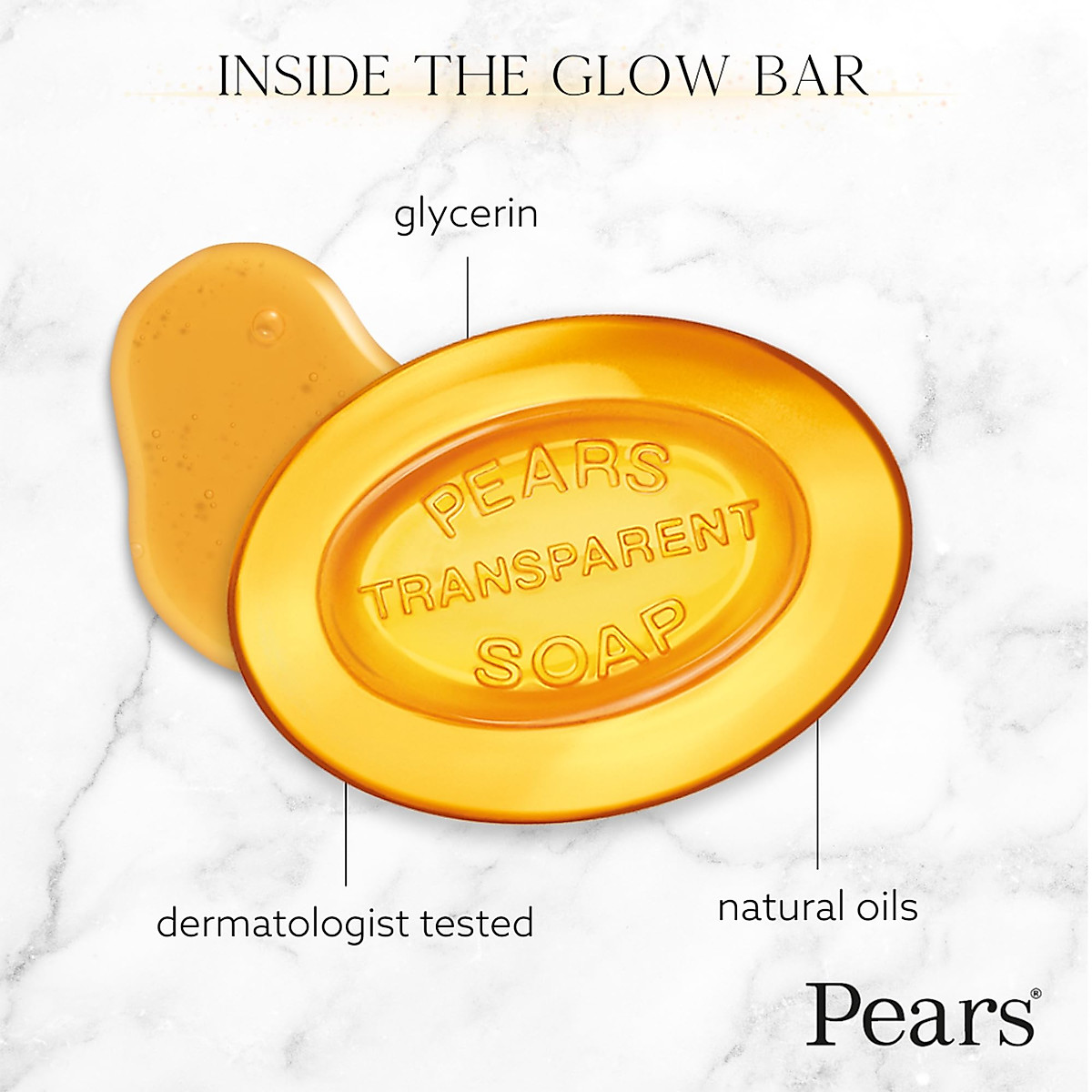 Pears Soap, Face & Body Soap, Amber – Pure & Gentle Transparent Bar Soap, Moisturizing Glycerin Soap with Natural Oils for Pampered, Glowing Skin, 4.4 Oz (Pack of 12)
