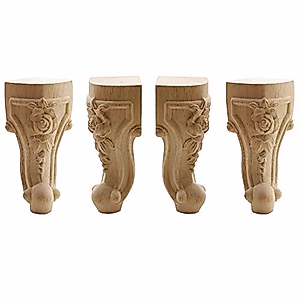WEICHUAN Solid Unfinished Carved Wood Furniture Legs Replacement Sofa Couch Chair Ottoman Loveseat Coffee Table Cabinet Furniture Wood Legs Wood Feet(8" Set of 4)