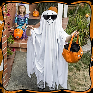 94.5''x59'' Halloween White Sheet for Ghost Costume - DIY Fabric with Sunglasses for Adult Kids Spooky Costume Hanging Ghosts Halloween Cosplay Party Outdoor Decorations