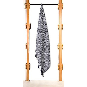 Throw Blanket With Fringes In Diamond Design 50x60 Inch - Navy White Cotton Throw For Sofa, Chair, Bed, & Everyday Use, Well crafted for durability, Farmhouse Throw,All Season Throw Blanket