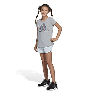 adidas girls Stripe Mesh Shorts, Sky Tint, 8-15 Years US