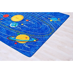 Kids/Baby Room/Daycare/Classroom/Playroom Solar System Learning Carpet Game Room Blue Design (5' X 7’)