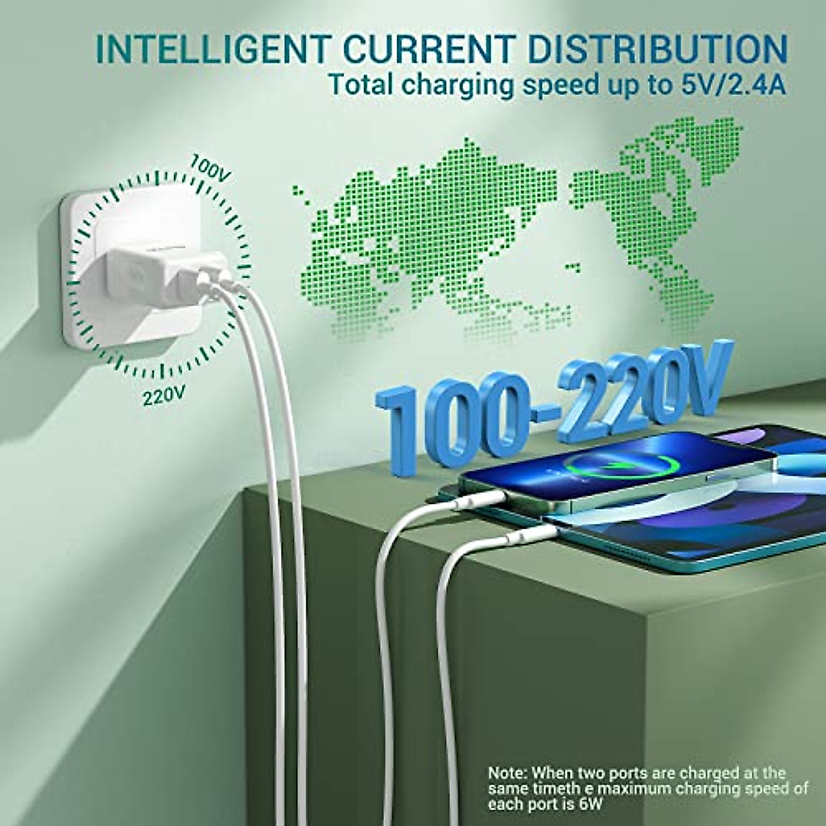 iPhone Charger MFi Certified, Quntis 2Pack 6.6ft Lightning Charging Cable Cord with Dual Port USB Wall Charger Block Adapter for iPhone 14 13 12 SE 11 Max XS XR X 8 7 6s 6 Plus iPad Pro iPod Airpods