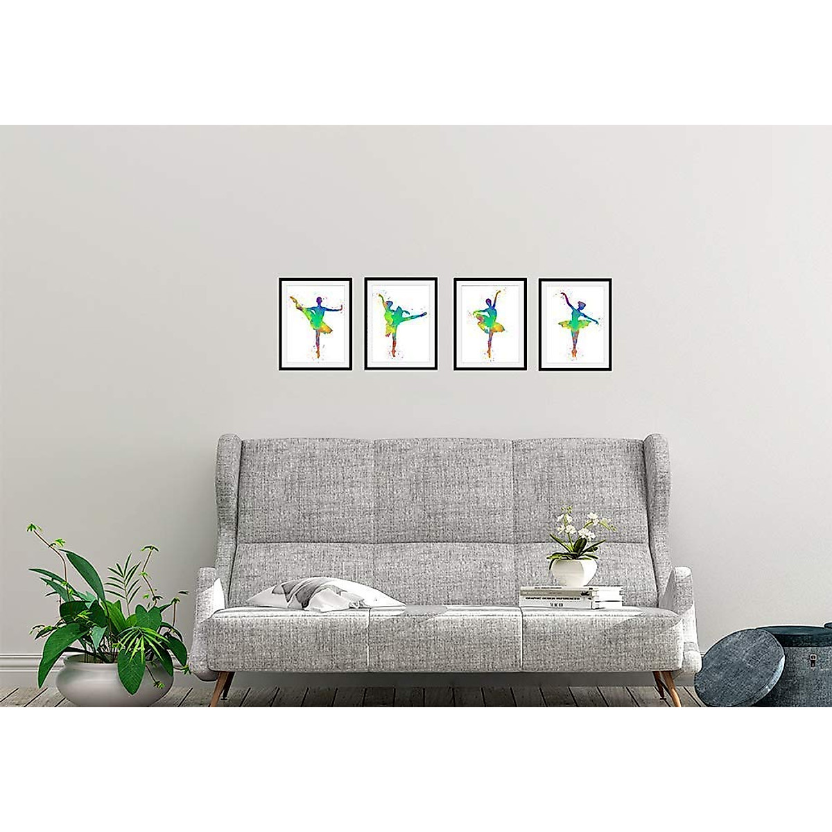 Girl Ballet Dancers Abstract Wall Art Print 8 x 10" Set of 4 Unframed, White Background, Perfect for for Ballerina, Teacher and Lover of Ballet, Ideal Bedroom, Dance Studio, Locker Decor