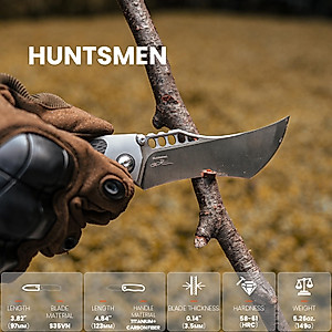 Kizer Huntsmen Folding Knife, 3.82 In S35VN Steel Blade, Titanium and Carbon Fiber Handle, Pocket Knife for Outdoor, Ki4642A1